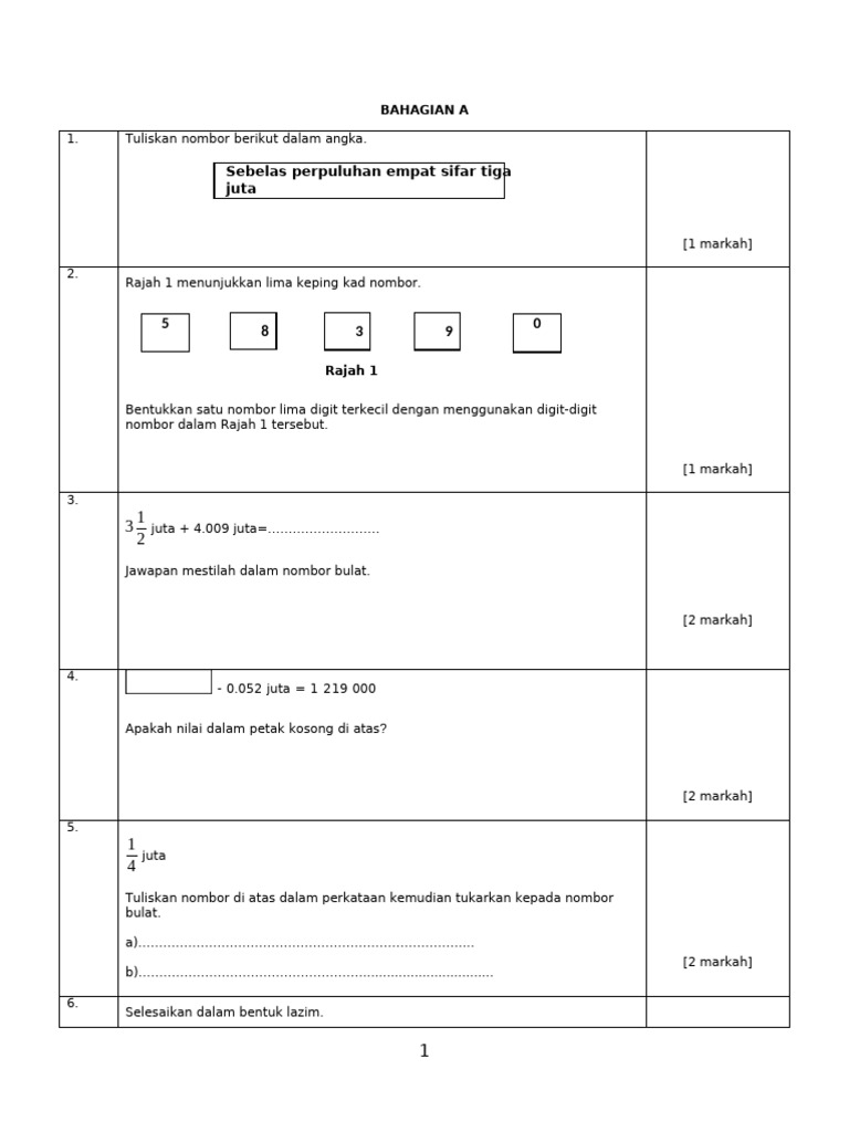 Ulangkaji Matematik Tahun 6 | PDF