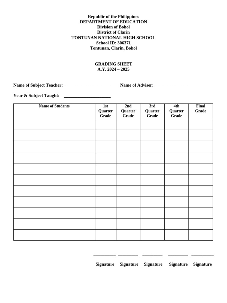 GRADING SHEET | PDF
