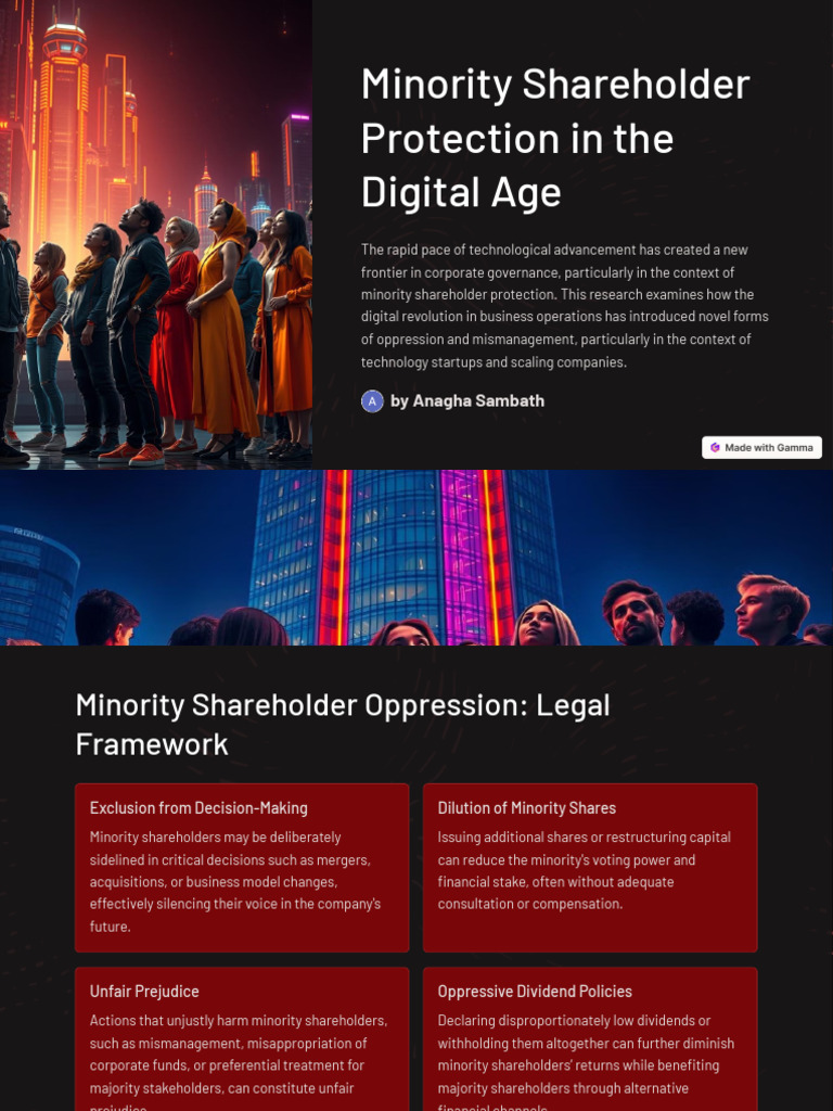 Minority Shareholder Protection in The Digital Age | PDF | Governance ...