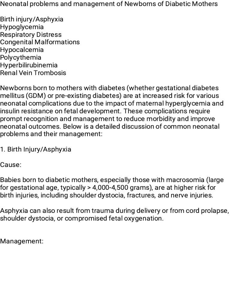 Infants of Diabetic Mothers | PDF | Diabetes | Medical Specialties