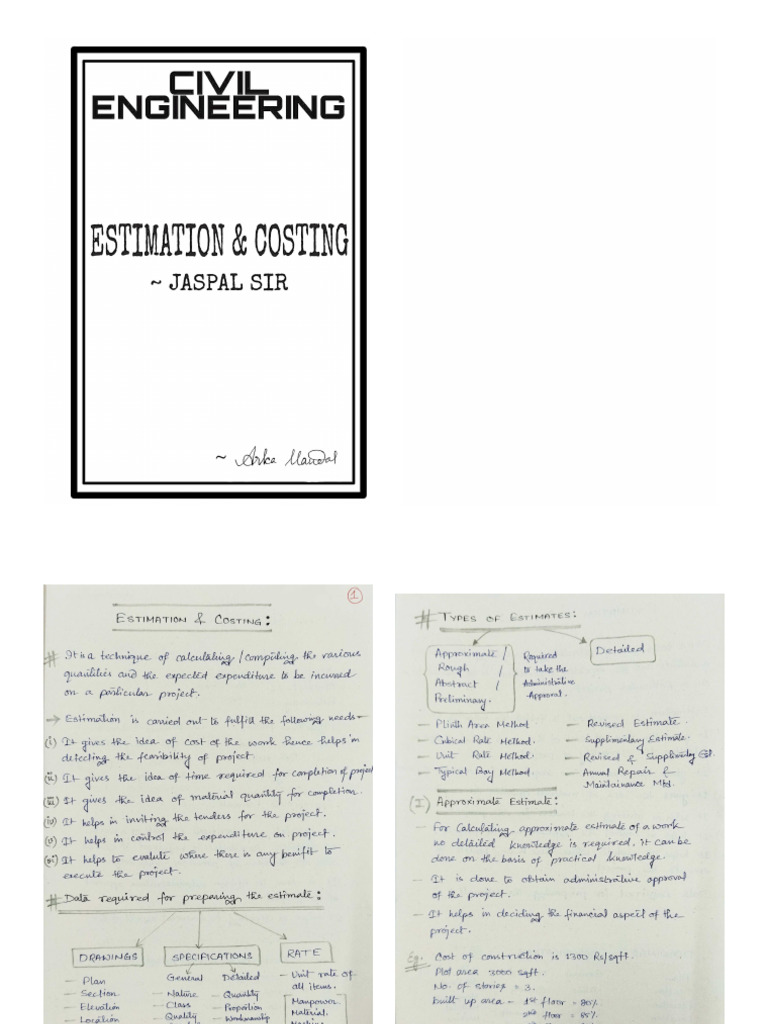 ESTIMATION & COSTING by JASPAL SIR (YOUTUBE) | PDF
