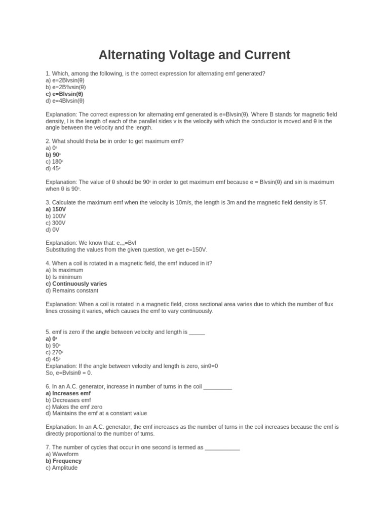 Alternating Voltage and Current Basics | PDF | Root Mean Square | Amplitude