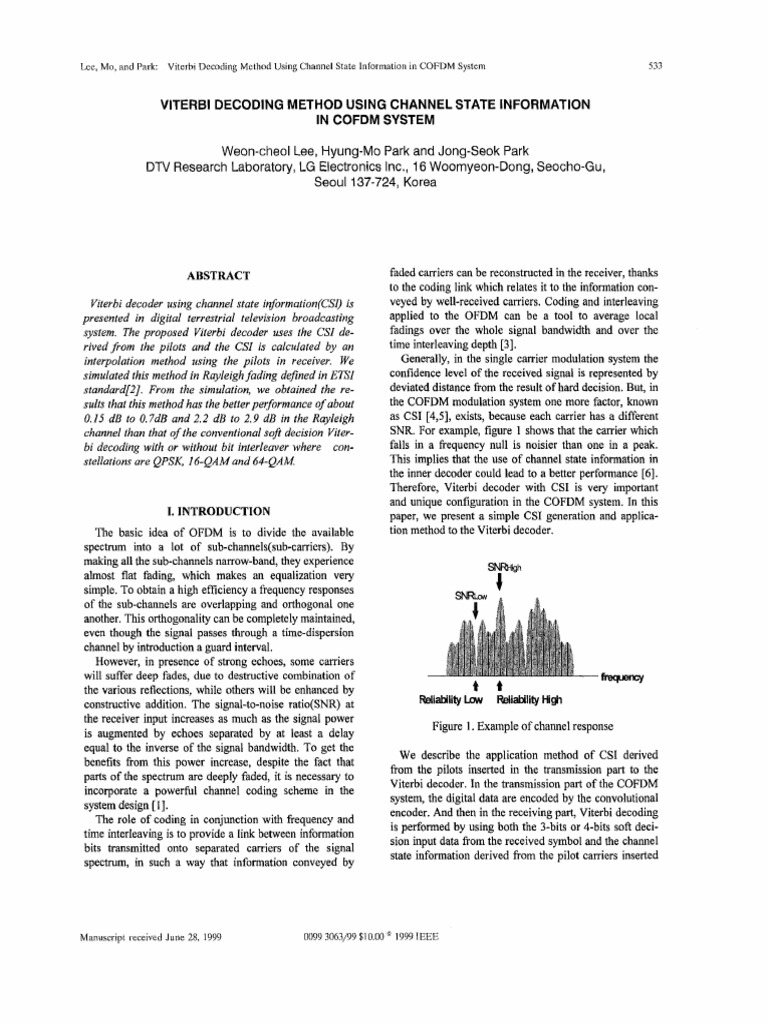 Viterbi-decoding-method-using-channel-state-information-in-COFDM-system | PDF | Orthogonal ...