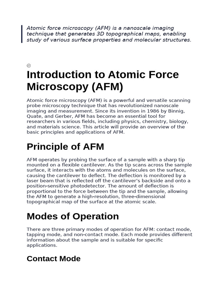 Atomic Force Micros | PDF | Atomic Force Microscopy | Microscopy