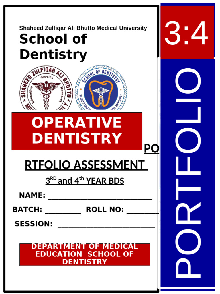 BDS 3rd & 4th Year Portfolio Assessment | PDF | Dentistry | Dental Degree