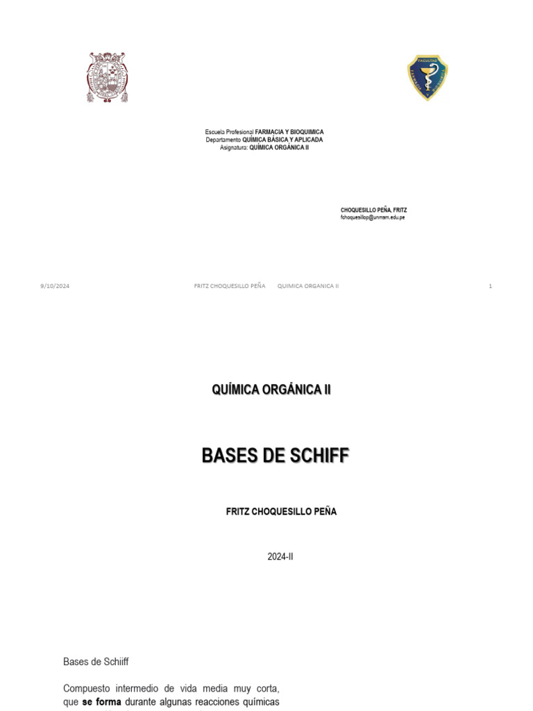 Bases de Schiff Benzalanilina | PDF