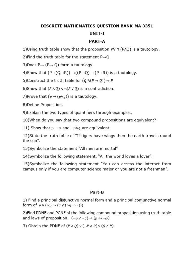 DM Question Bank For II AI & DS - 2024 | PDF | Group (Mathematics ...