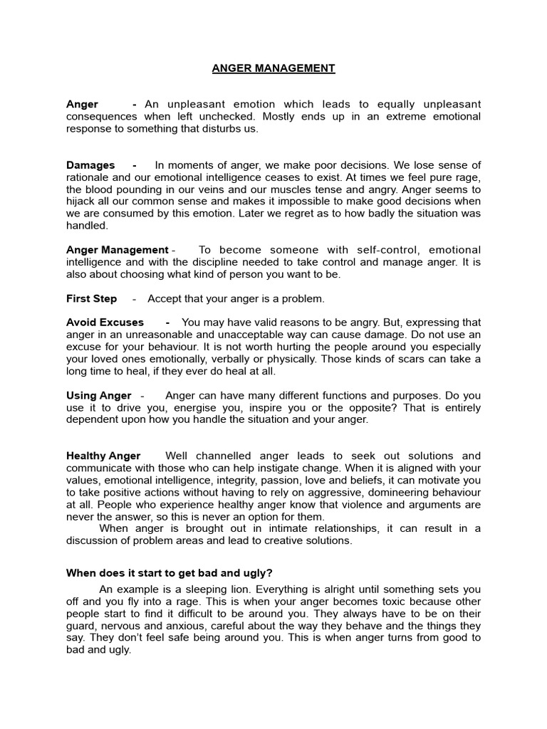 Anger It S Management Pdf Anger Empathy
