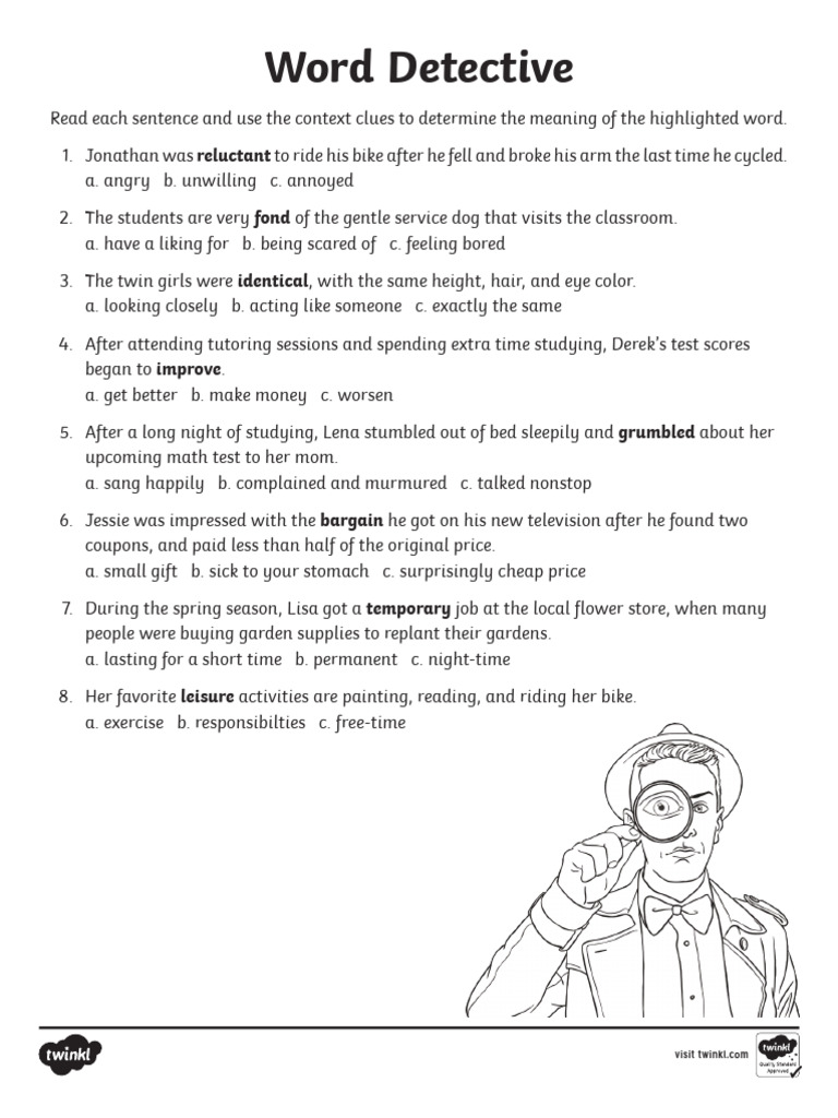 Us2 e 76 Word Detective Context Clues Activity Sheet - Ver - 2 Unlocked ...