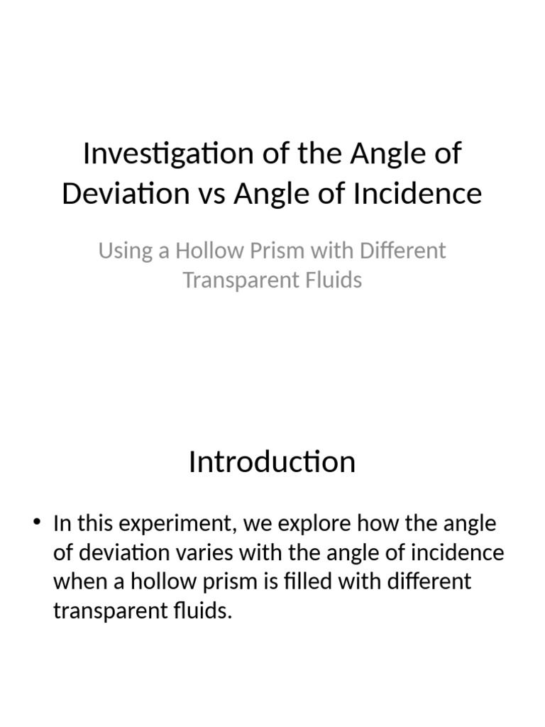 Angle of Deviation in Hollow Prism Experiment | PDF