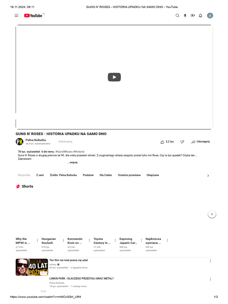 GUNS N' ROSES - HISTORIA UPADKU NA SAMO DNO - YouTube | PDF