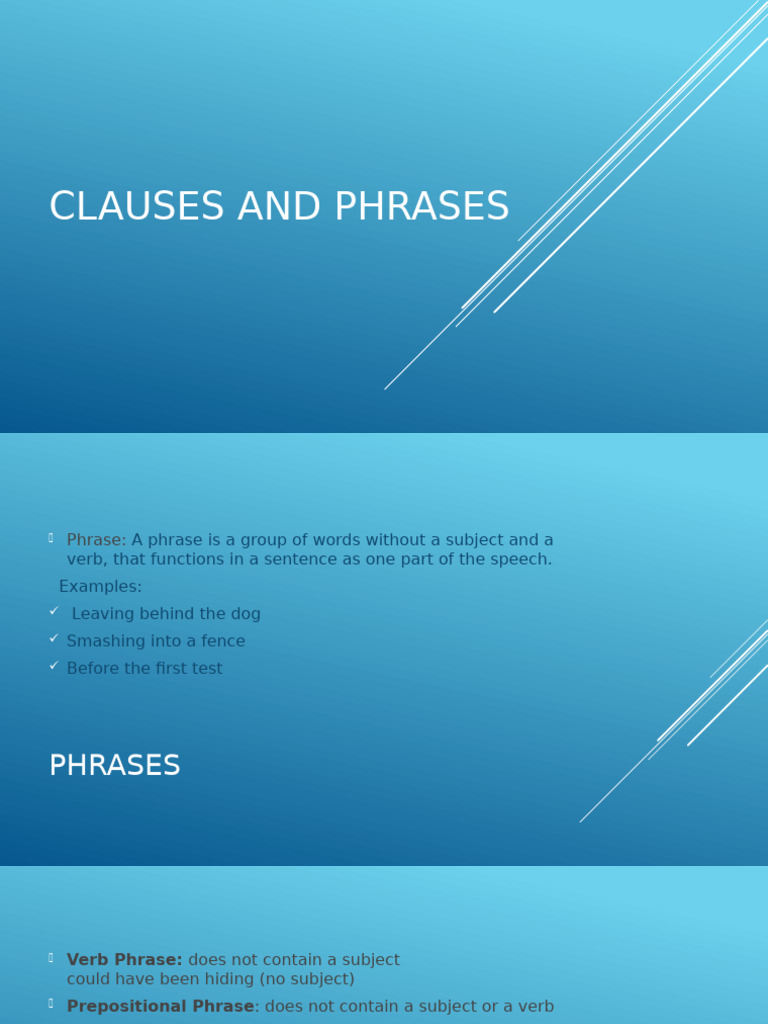 Understanding Phrases and Clauses | PDF | Adverb | Verb