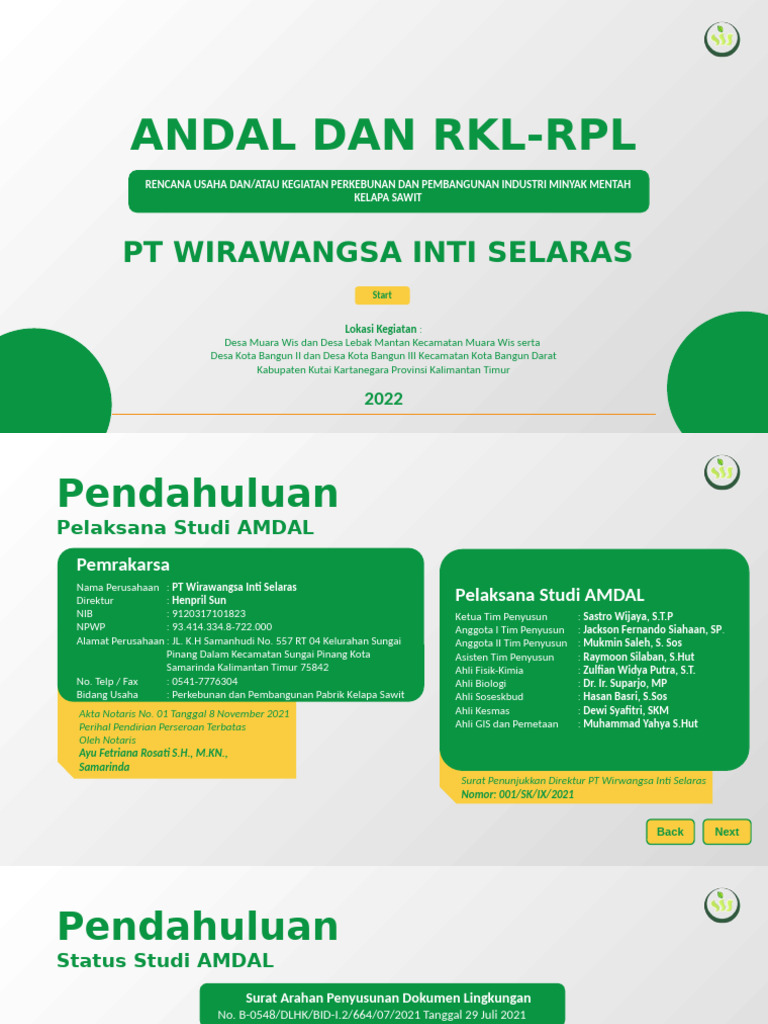 Presentasi PT Wirawangsa - ANDAL DAN RKL RPL | PDF | Sains & Matematika