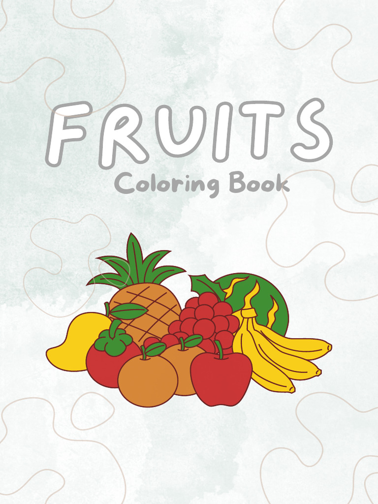 White Simple Fruits Coloring Book Worksheet PDF | PDF