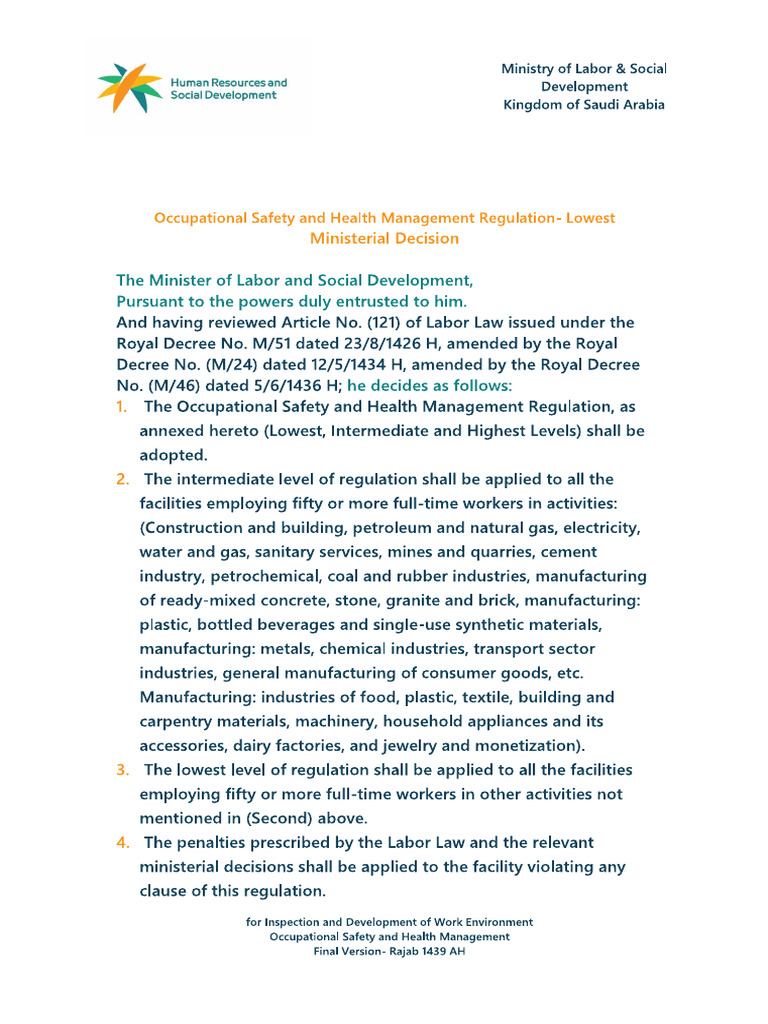 Saudi Codes For HSE | PDF