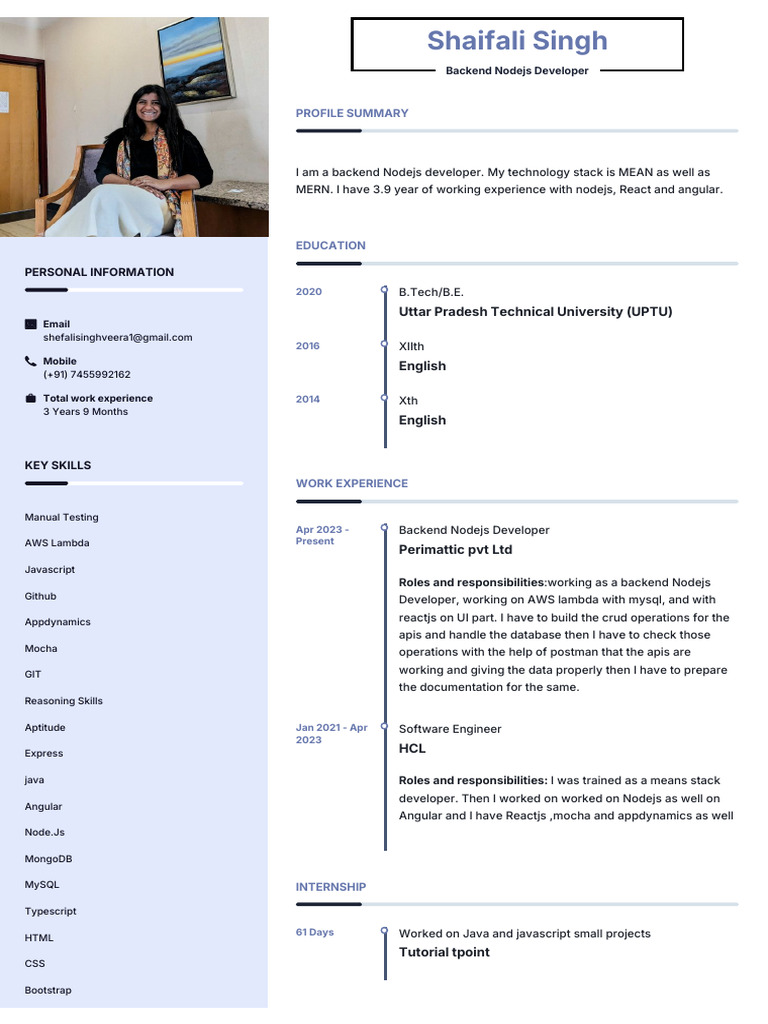 Shaifali Singh: Profile Summary | PDF | Java Script | Software Shaifali Singh: Profile Summary | PDF | Java Script | Software