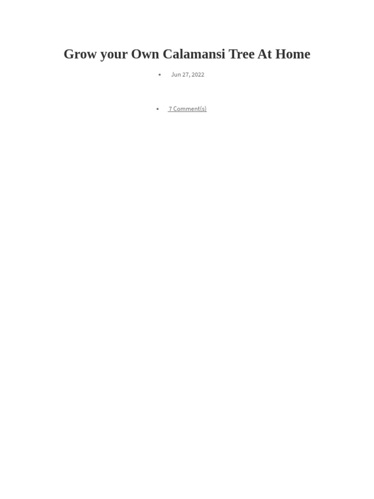 Growing Calamansi Trees at Home | PDF | Plants | Botany