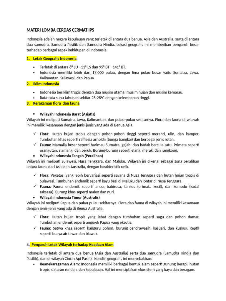 Materi Lomba Cerdas Cermat Ips | PDF