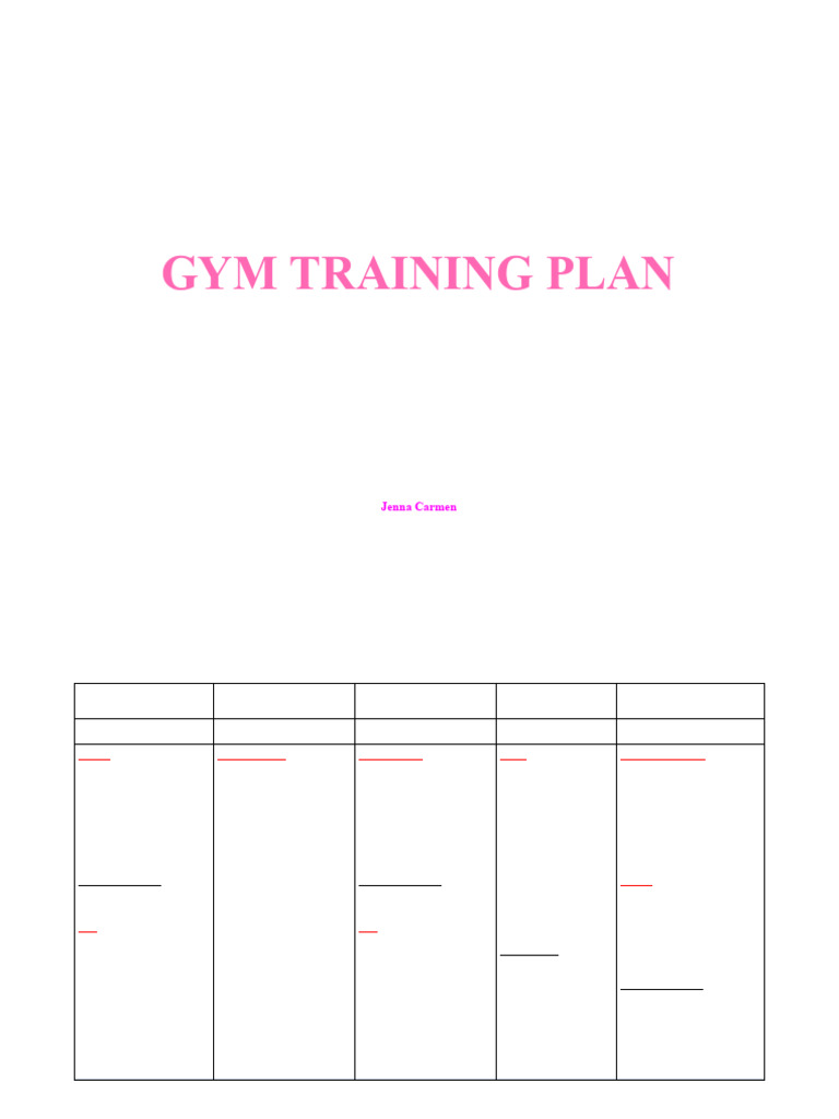 Jenna Carmen's 8-Week Gym Plan | PDF | Aerobic Exercise | Kettlebell