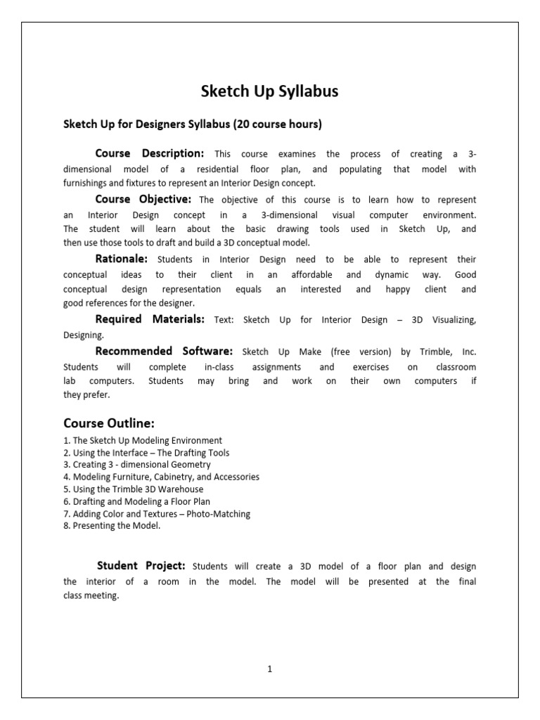 SketchUp Syllabus | PDF | 3 D Computer Graphics | Texture Mapping