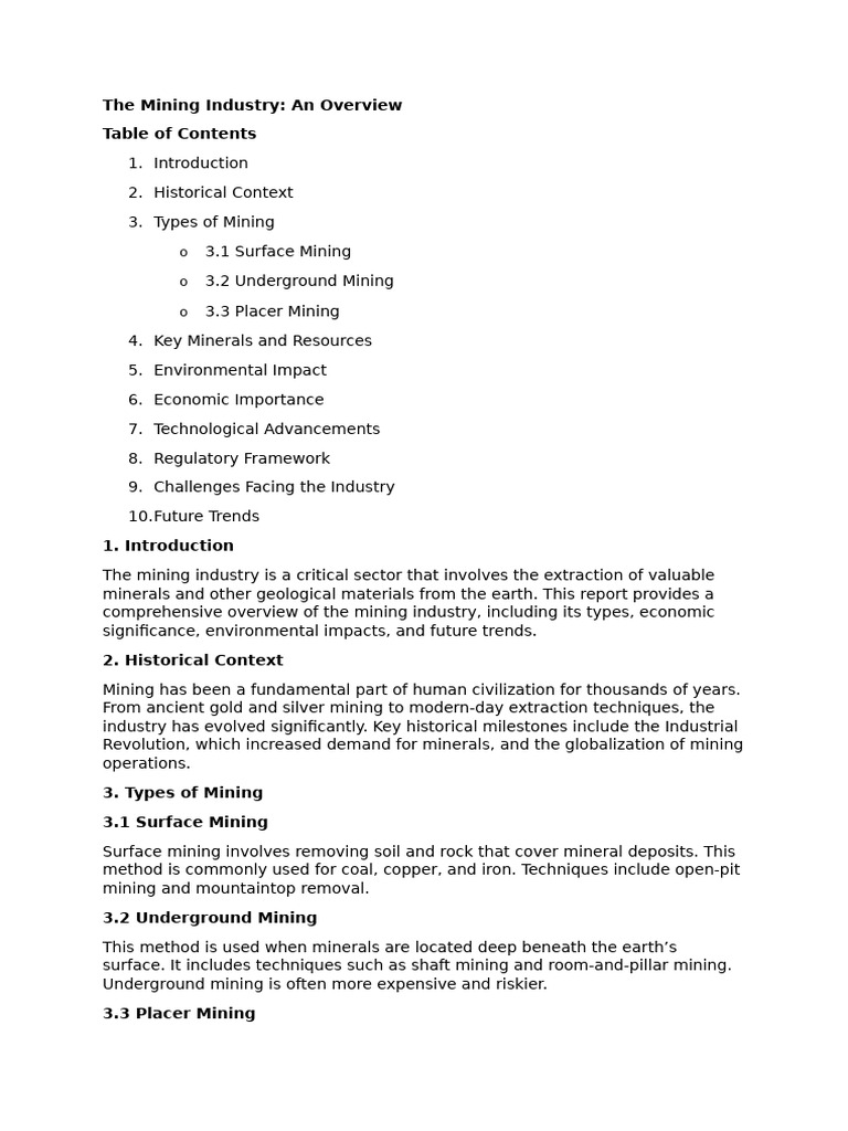 The Mining Industry | PDF | Mining | Surface Mining The Mining Industry | PDF | Mining | Surface Mining