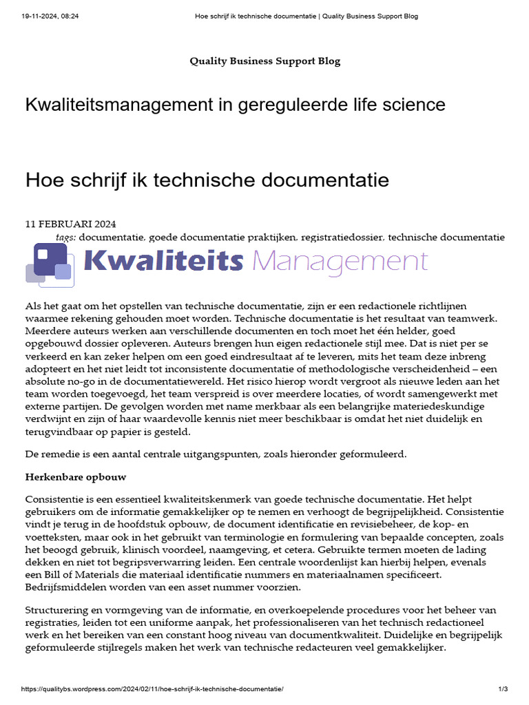 Hoe Schrijf Ik Technische Documentatie - Quality Business Support Blog | PDF