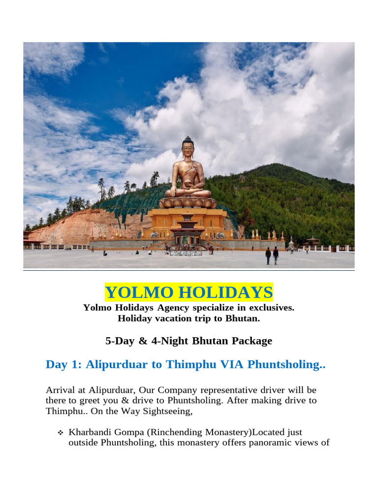 Yolmo Holidays b2b Rate | PDF | Bhutan