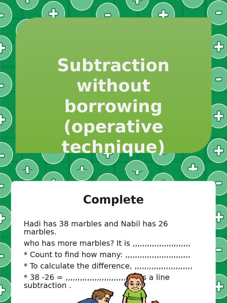 Subtraction Without Borrowing | PDF