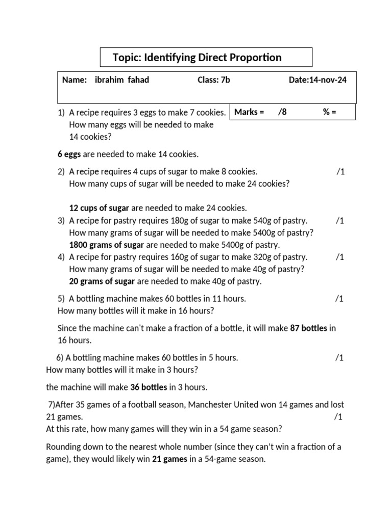 Assignment #1 (Direct Proportion) | PDF
