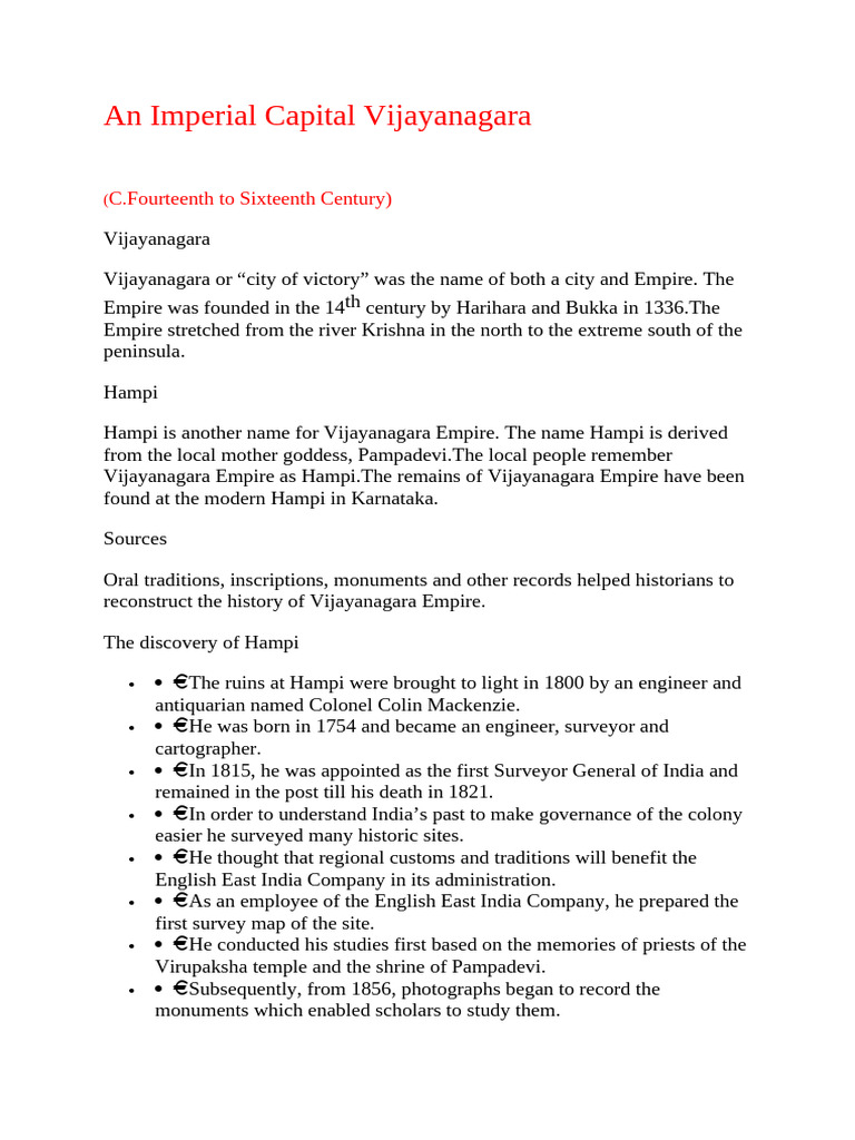 Vijayanagara Empire: History & Legacy | PDF | Fortification