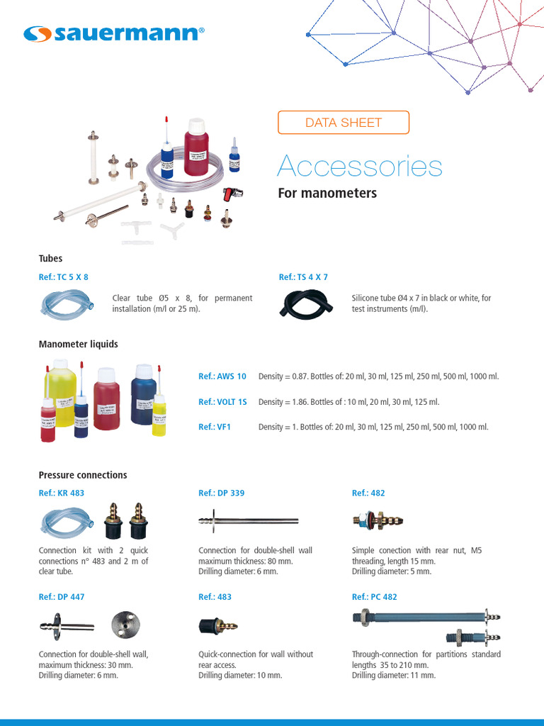 FT Manometers Accessories EN 06-05-20 | PDF | Pressure Measurement ...