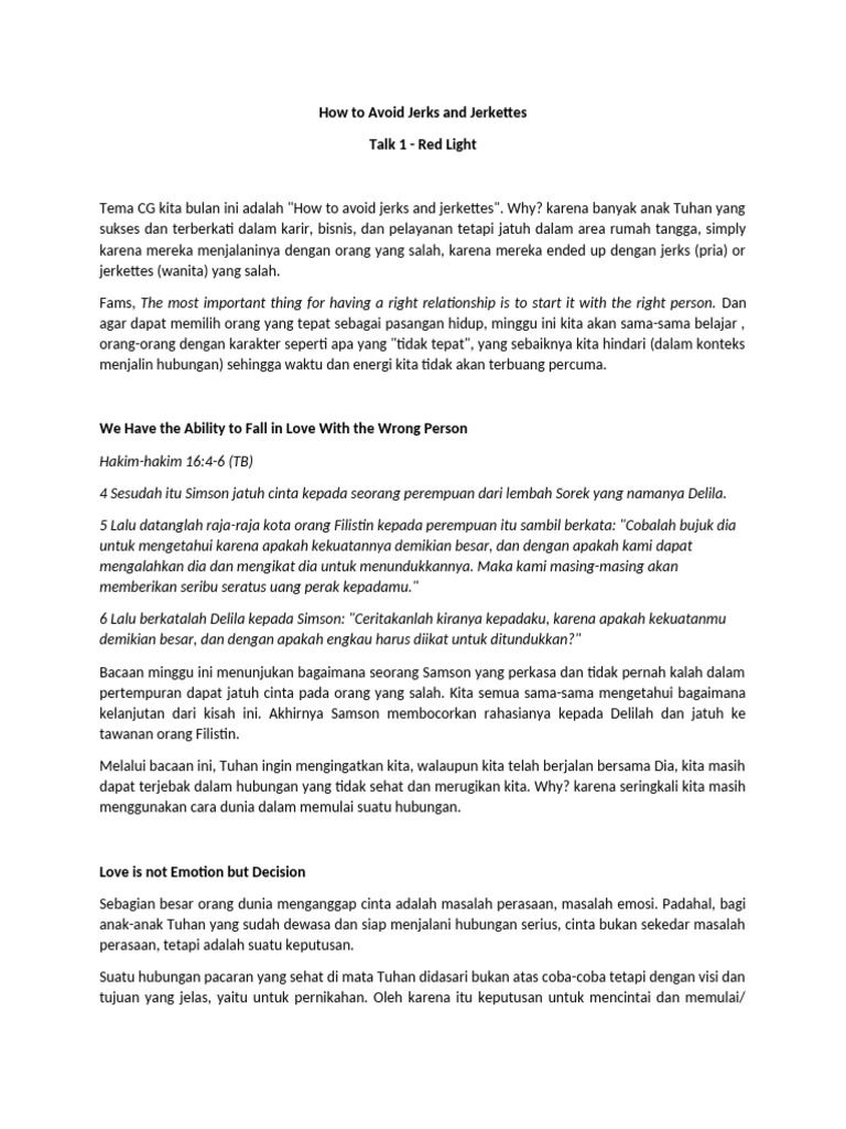 Bahan CG Feb 2016 - How To Avoid J&Js Part 1 - Red Light | PDF