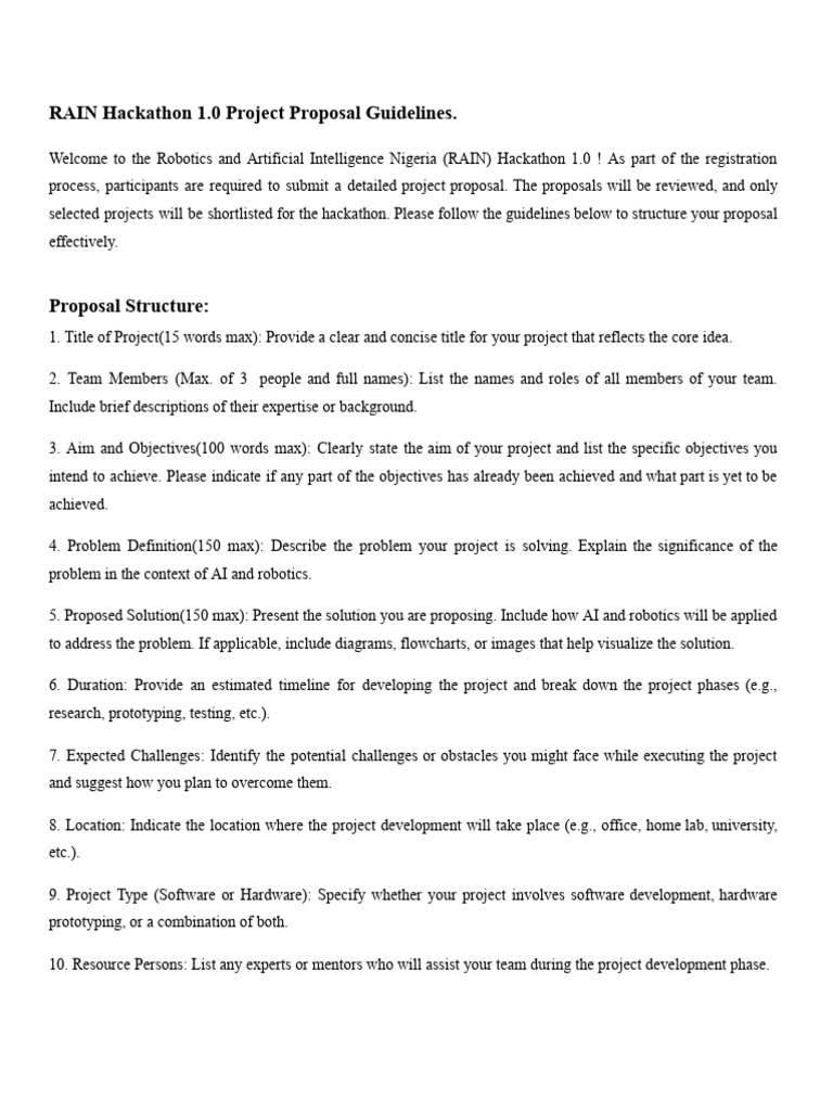 RAIN Hackathon 1.0 Proposal Guide | PDF | Artificial Intelligence | Intelligence (AI) & Semantics