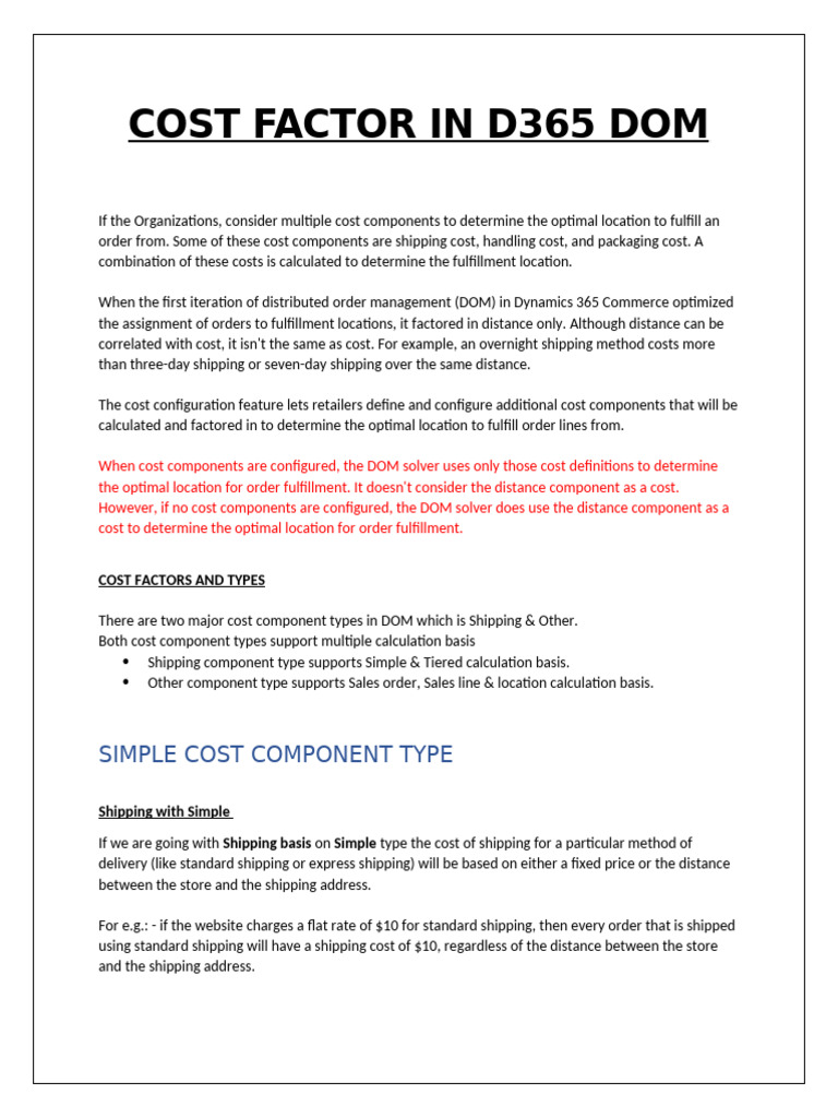 Cost Factor in d365 Dom | PDF | Fee | Business