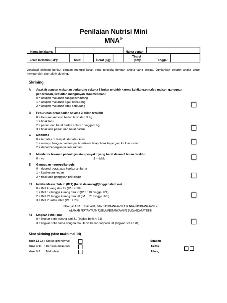 Penilaian Nutrisi Mini | PDF