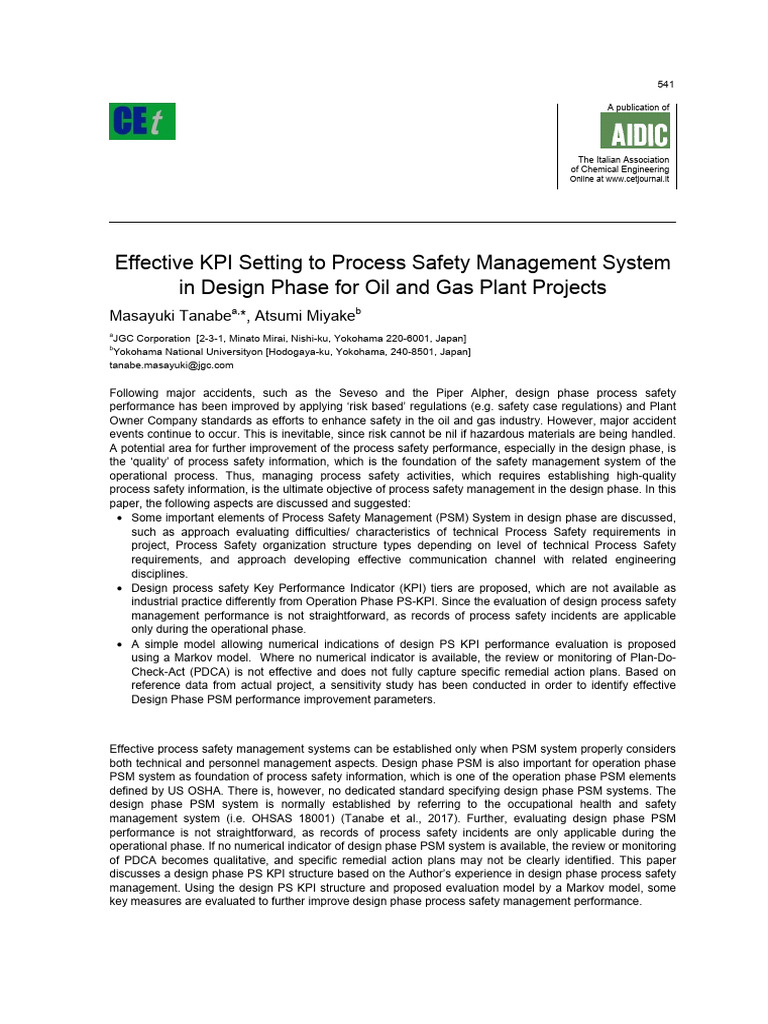 Effective KPI Setting to Process Safety Management System | PDF | Risk | Risk Assessment