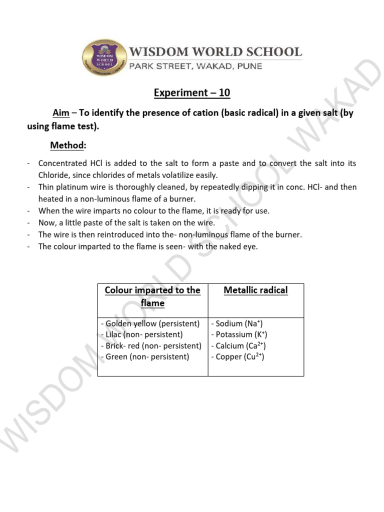 Vuzzqbuxds - STD IX - Chemistry-Project Work - Experiment - 10 | PDF