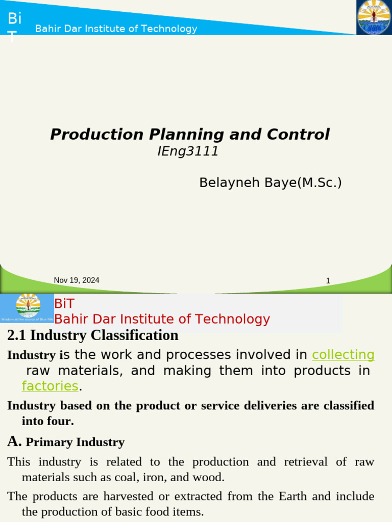 Chapter Two-Intrn MFG and Service Indus & Products | PDF | Building ...