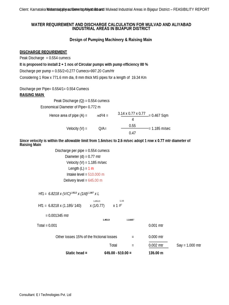 Economic Dia of Pipe-Dharwad-KIADB | PDF | Pump | Pipe (Fluid Conveyance)