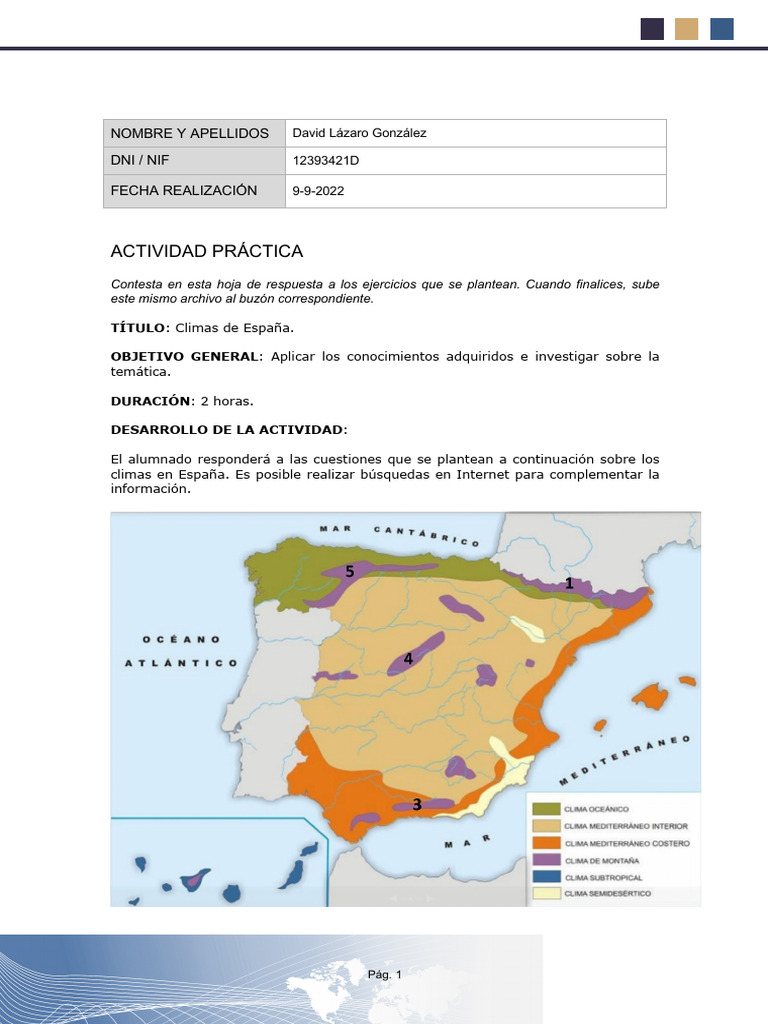 Bloque1 Act 1 Climas | PDF | Clima | Precipitación