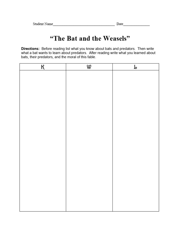 04 The Bat and The Weasels Activity | PDF