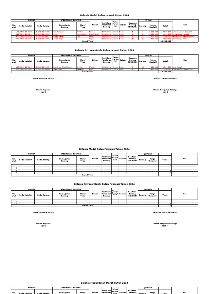Format Modal Dan Extra 2024 Terbaru | PDF