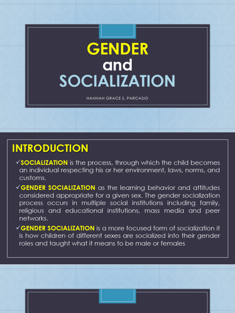 LESSON 7. GENDER and SOCIALIZATION | PDF | Socialization | Gender