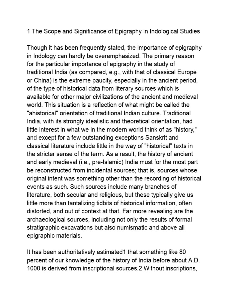 Importance of Epigraphy in Indology | PDF | Epigraphy | Sanskrit