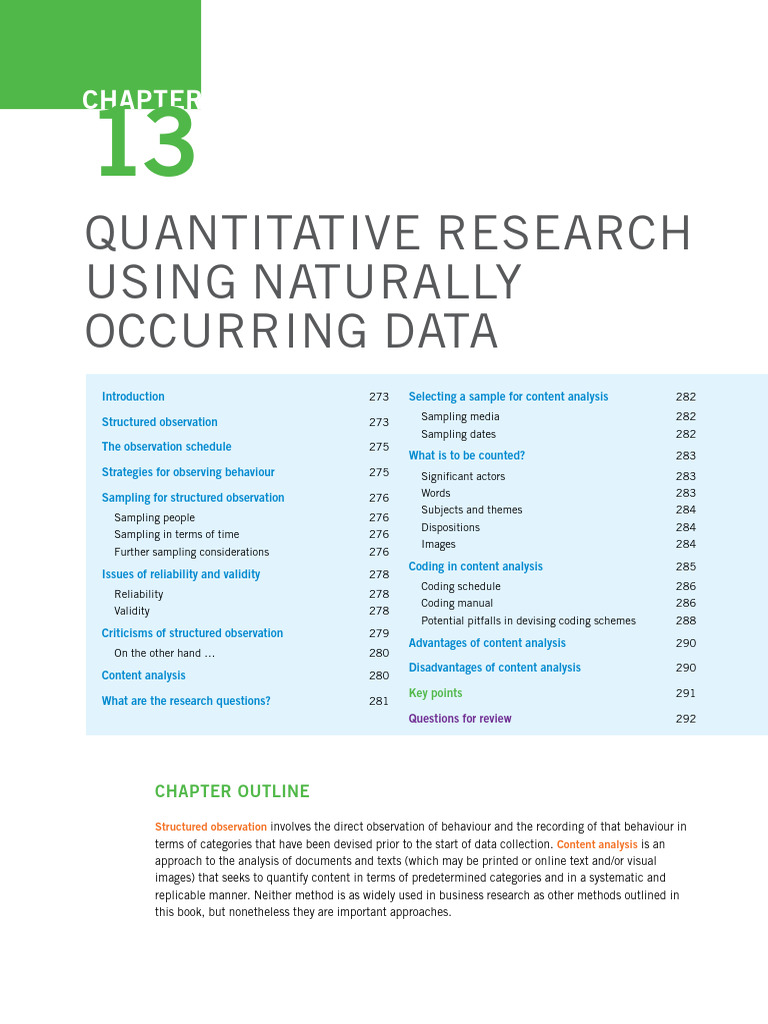Chapter11-Quantitative Research Using Naturally Occurring Date | PDF | Survey Methodology ...