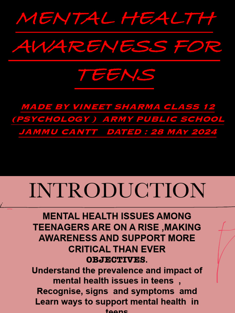 Mental Health Awareness, 14 Teen - Psychology Class 12th. 1 | PDF ...