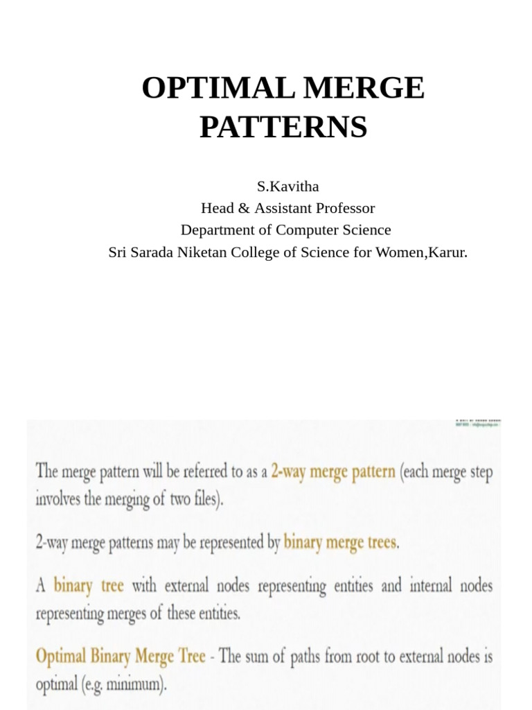 Optimal Merge Patterns | PDF