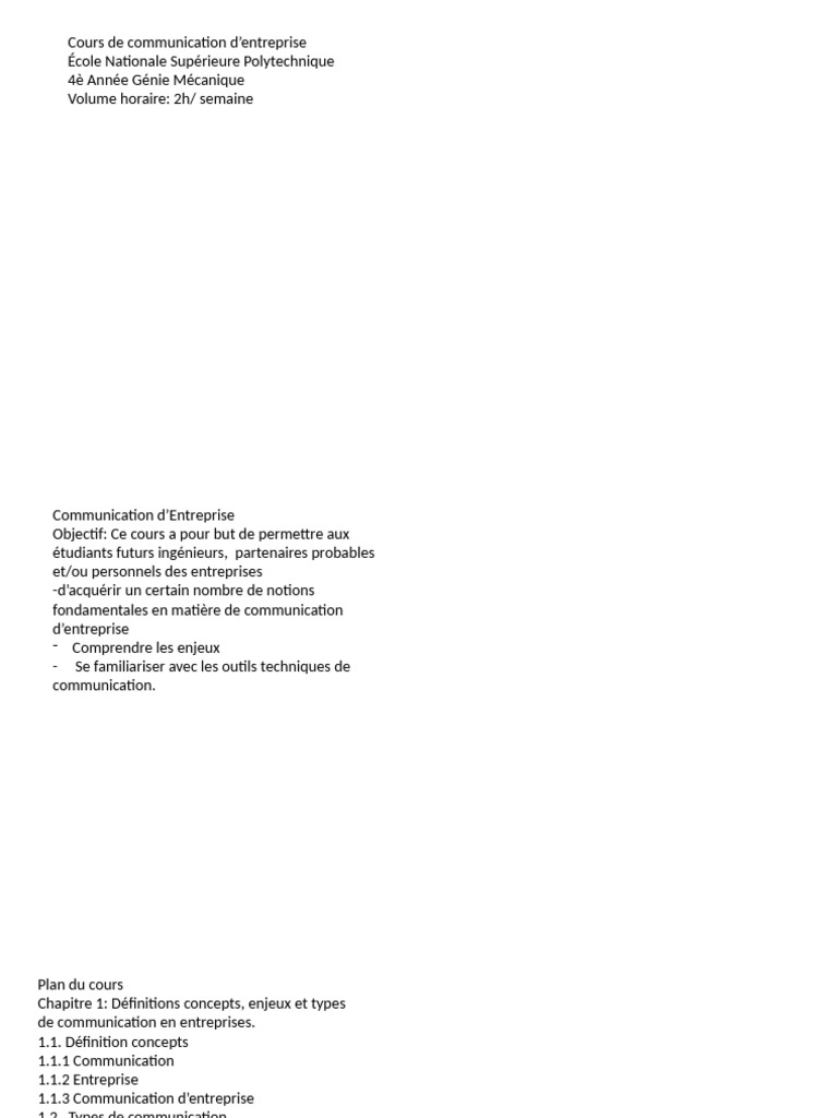 Cours 2 Communication Entreprise 4gm | PDF | la communication | Business