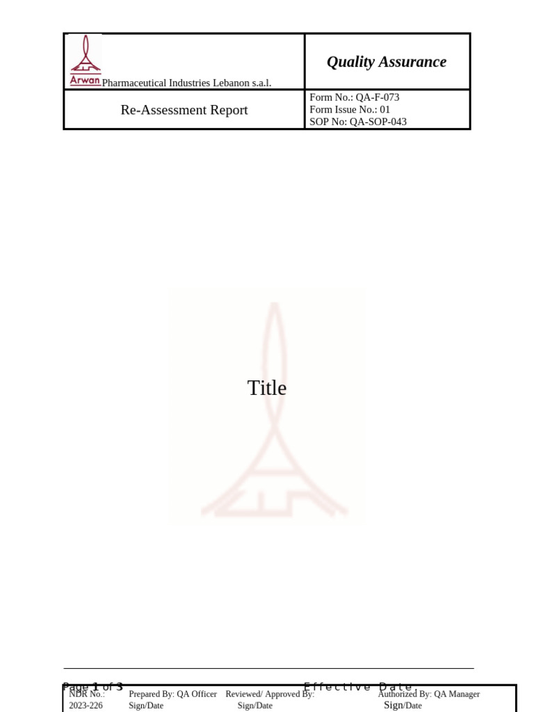 11-Reassessment Report Template | PDF | Production And Manufacturing ...
