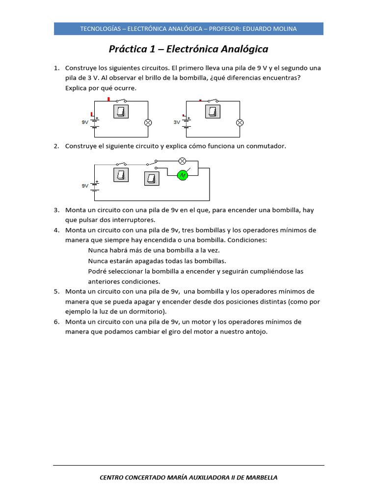 Electrónica Analógica - Práctica 1 | PDF | Ciencia y matemáticas